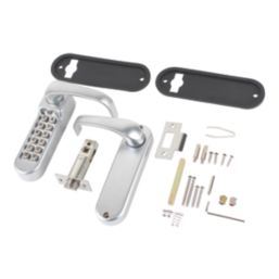 Smith & Locke Push-Button Lock w/ Handles 60mm Silver - Screwfix