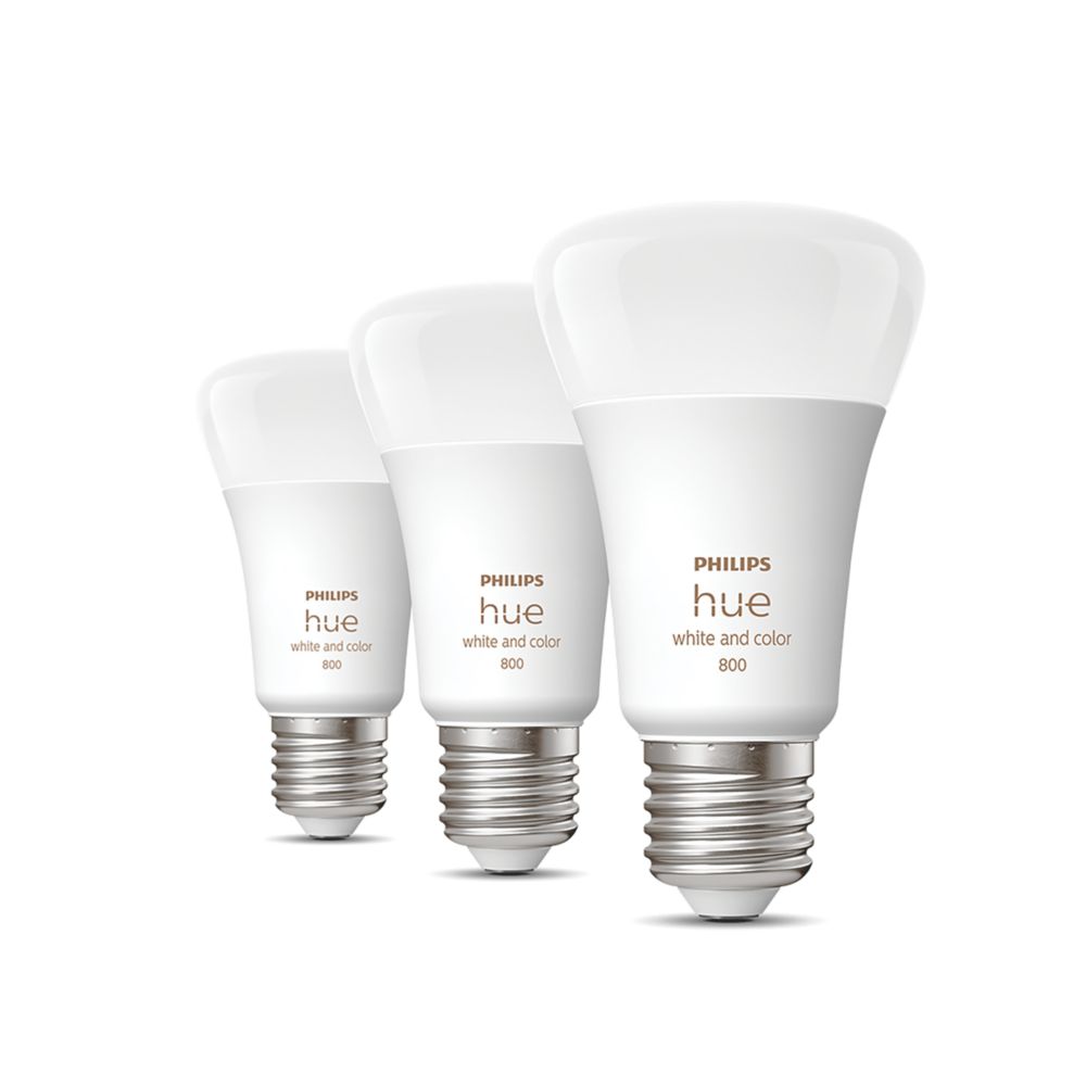 Philips Hue E27 A60 RGB & White LED Smart Light Bulb 6.5W 806lm 3 Pack ...
