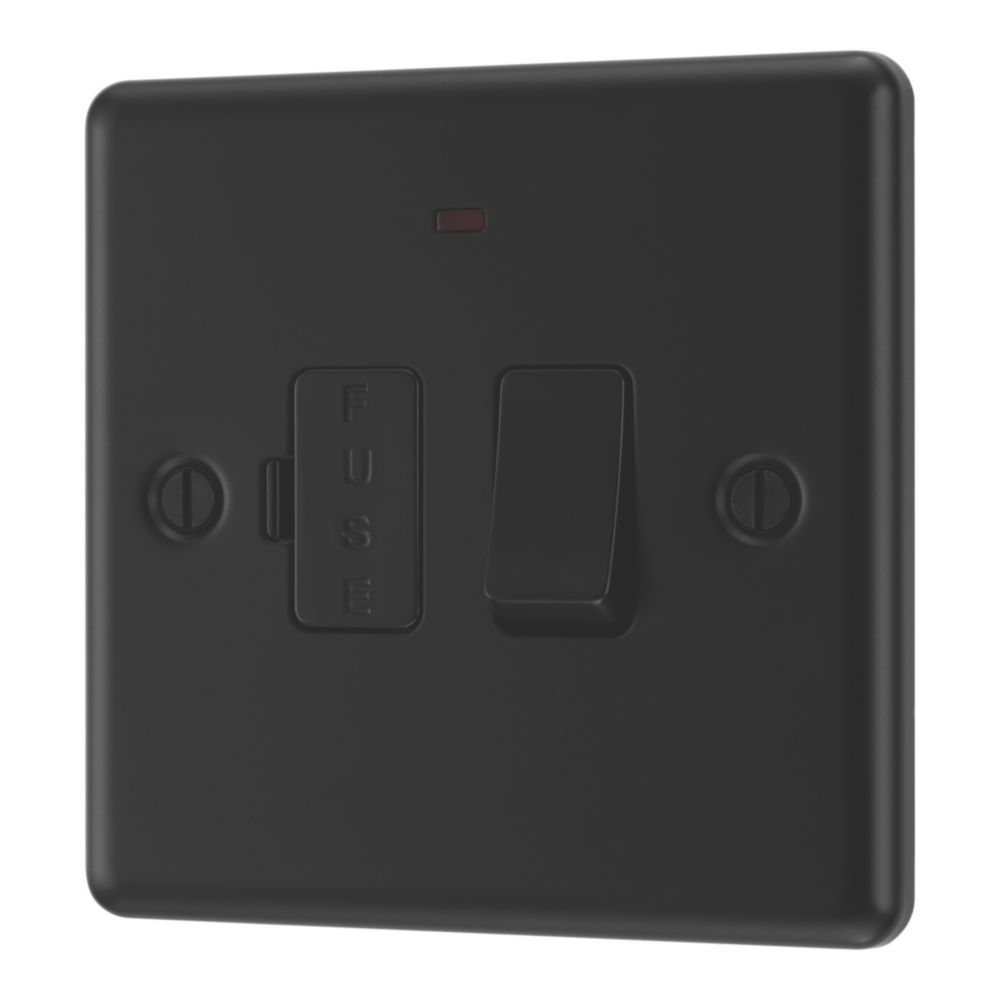 LAP 13A Switched Fused Spur with LED Matt Black with Black Inserts ...