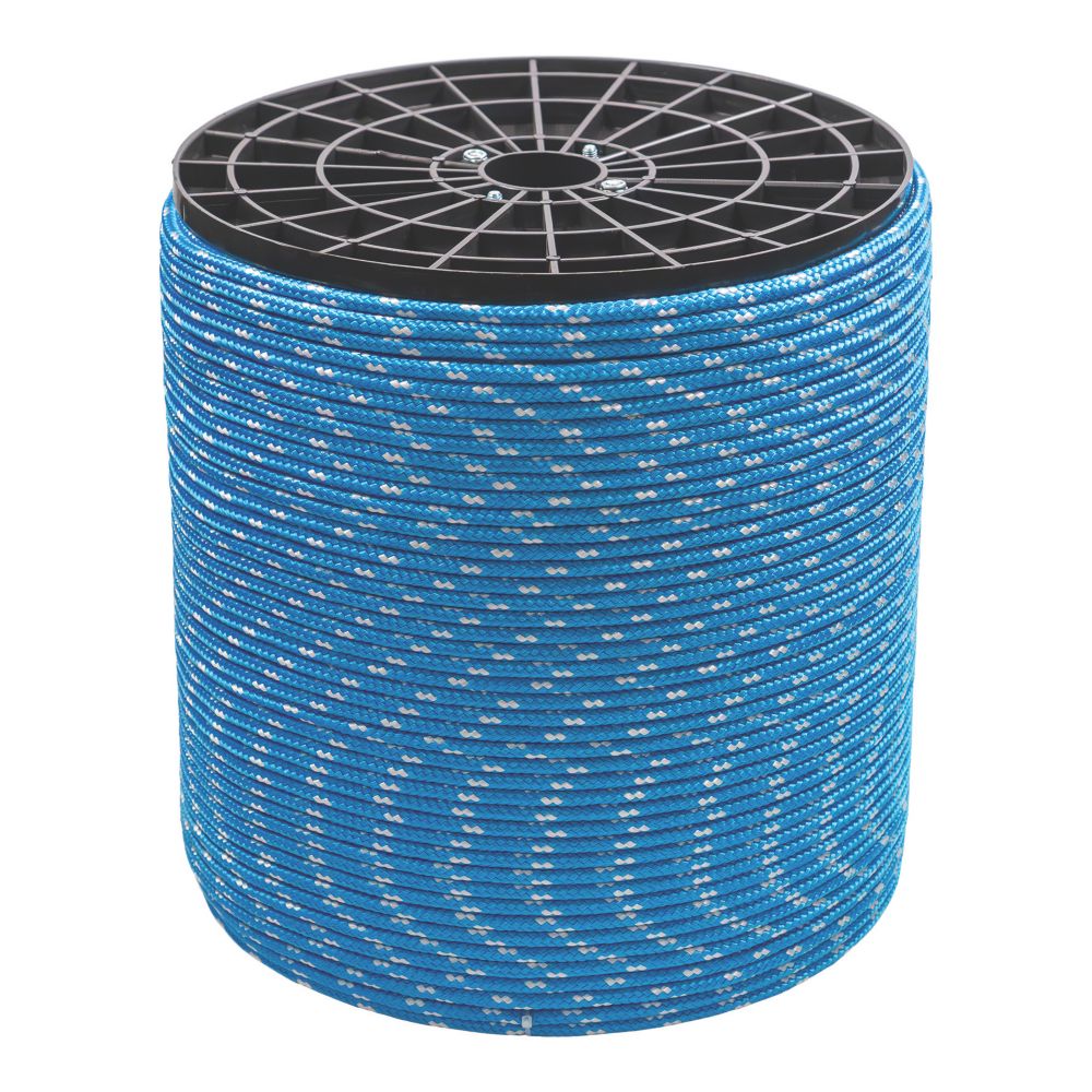 Essentials Braided Rope Blue / White 6mm x 500m - Screwfix