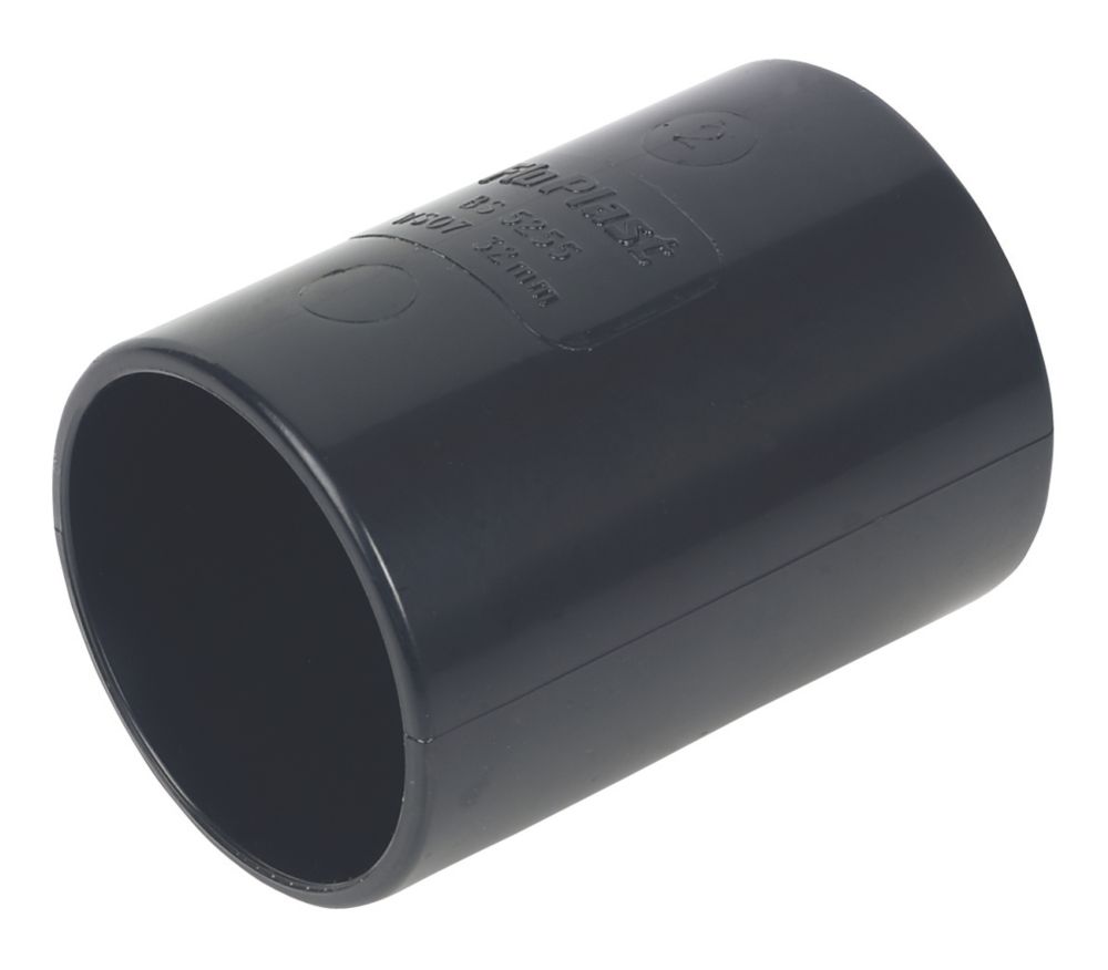 FloPlast Solvent Weld Straight Couplers 32mm x 32mm Black 5 Pack - Screwfix