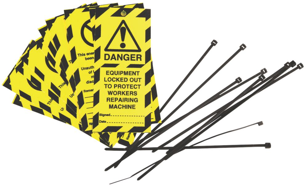 Essentials 'Danger, Equipment Locked out' Safety Maintenance Tags 10 ...