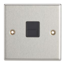 Contactum iConic 1-Gang Master Telephone Socket Brushed Steel with ...