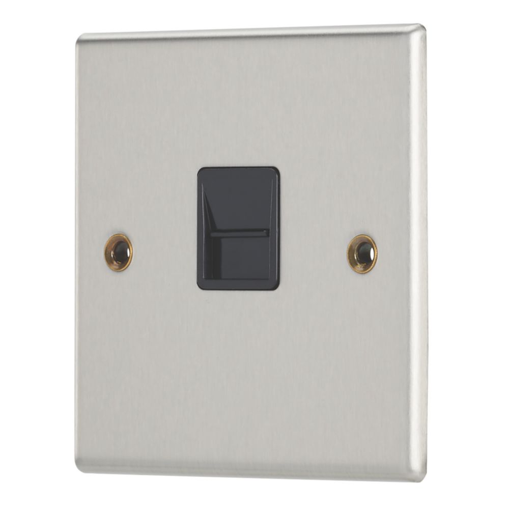 Contactum iConic 1-Gang Master Telephone Socket Brushed Steel with ...