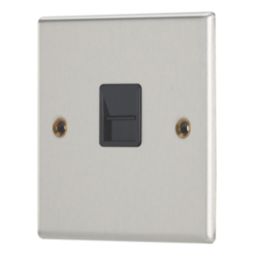 Contactum iConic 1-Gang Master Telephone Socket Brushed Steel with ...