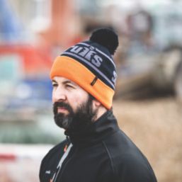 Scruffs Trade Bobble Hat Black Orange Screwfix