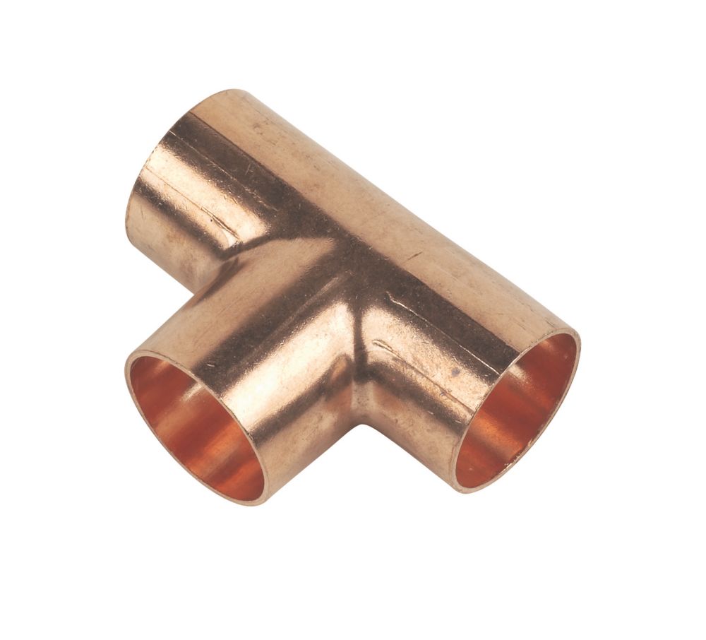Flomasta Copper End Feed Equal Tees 22mm 10 Pack - Screwfix
