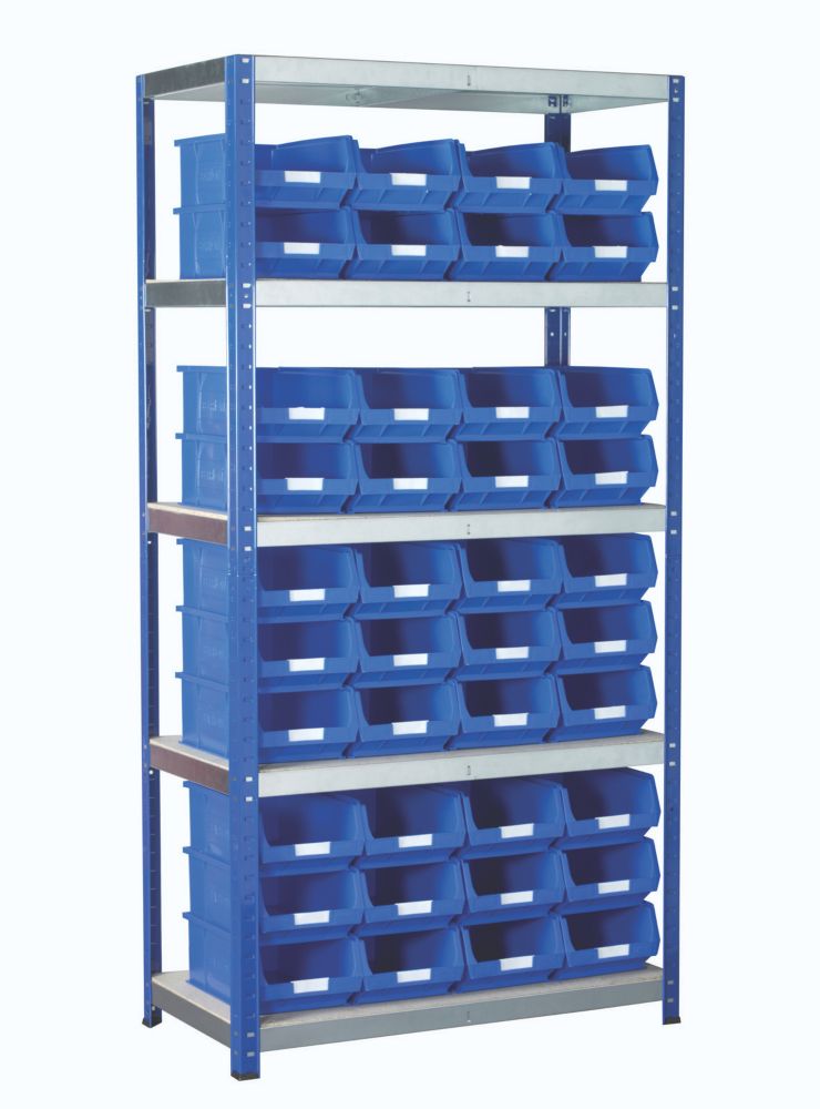 Barton Ecorax 5-Tier Metal Garage Shelving with Containers 900mm x ...