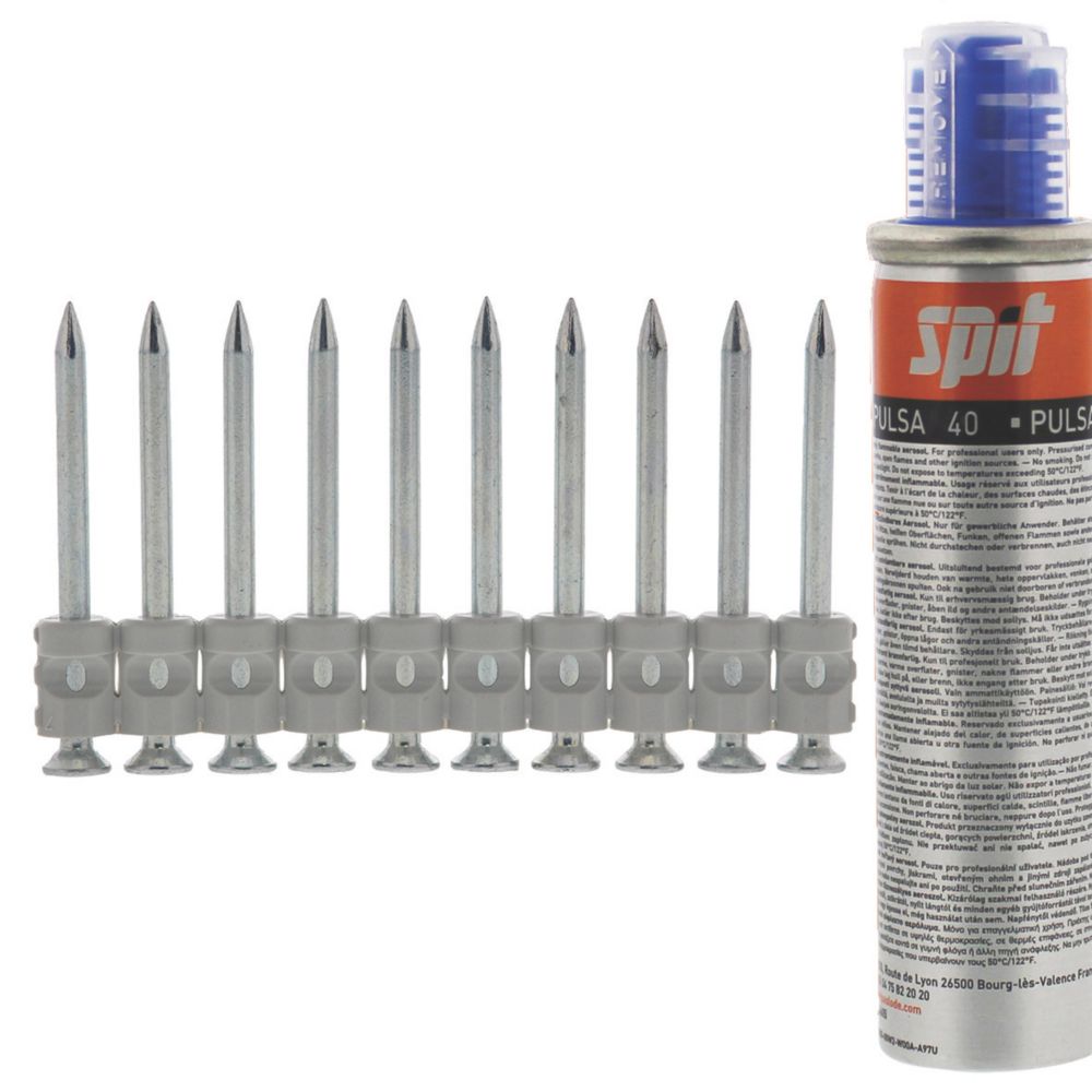 Spit Zinc-Plated FH C6 Collated Nails 6.4mm x 40mm 500 Pack - Screwfix