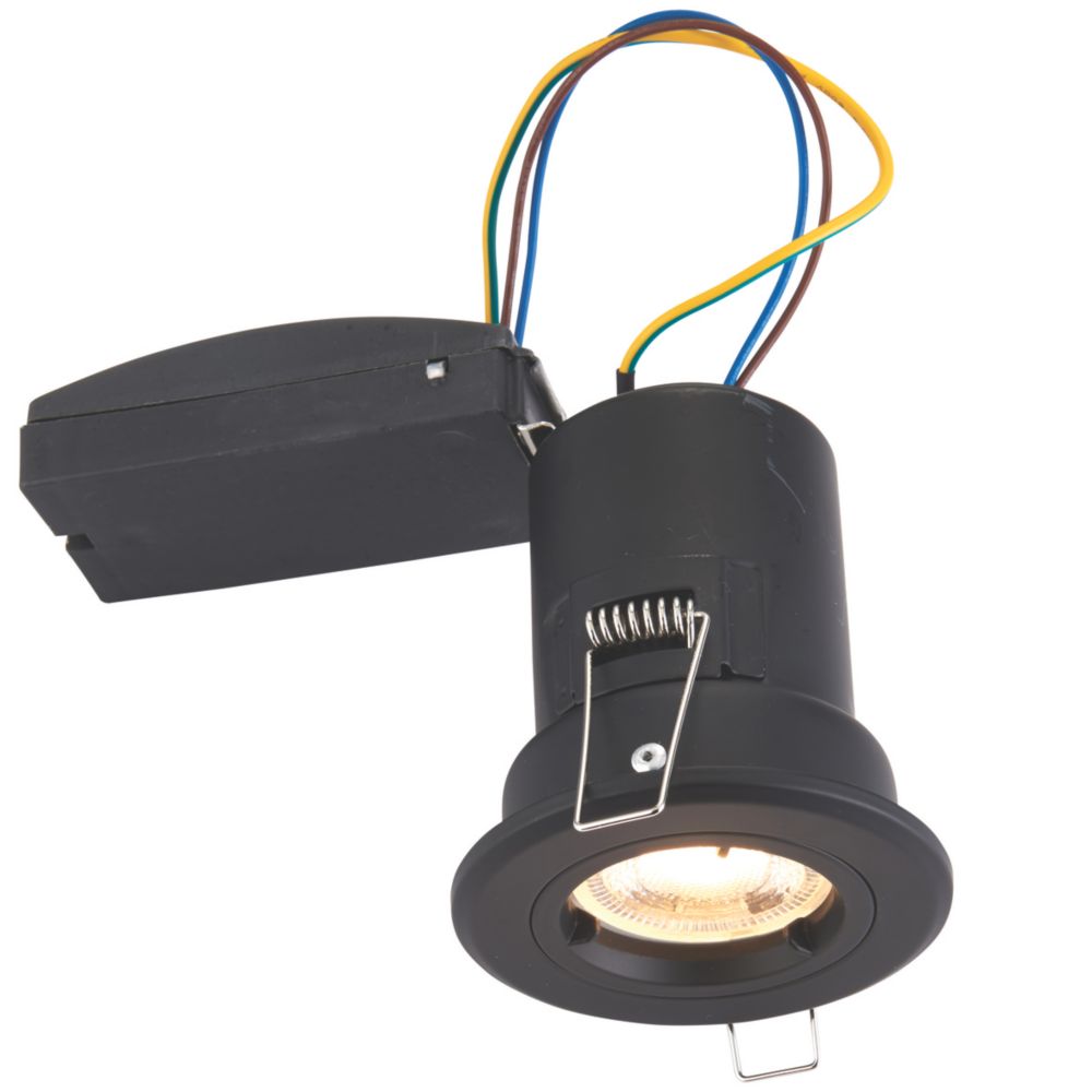 Saxby Major GU10 Fixed Fire Rated Recessed Downlight Black - Screwfix