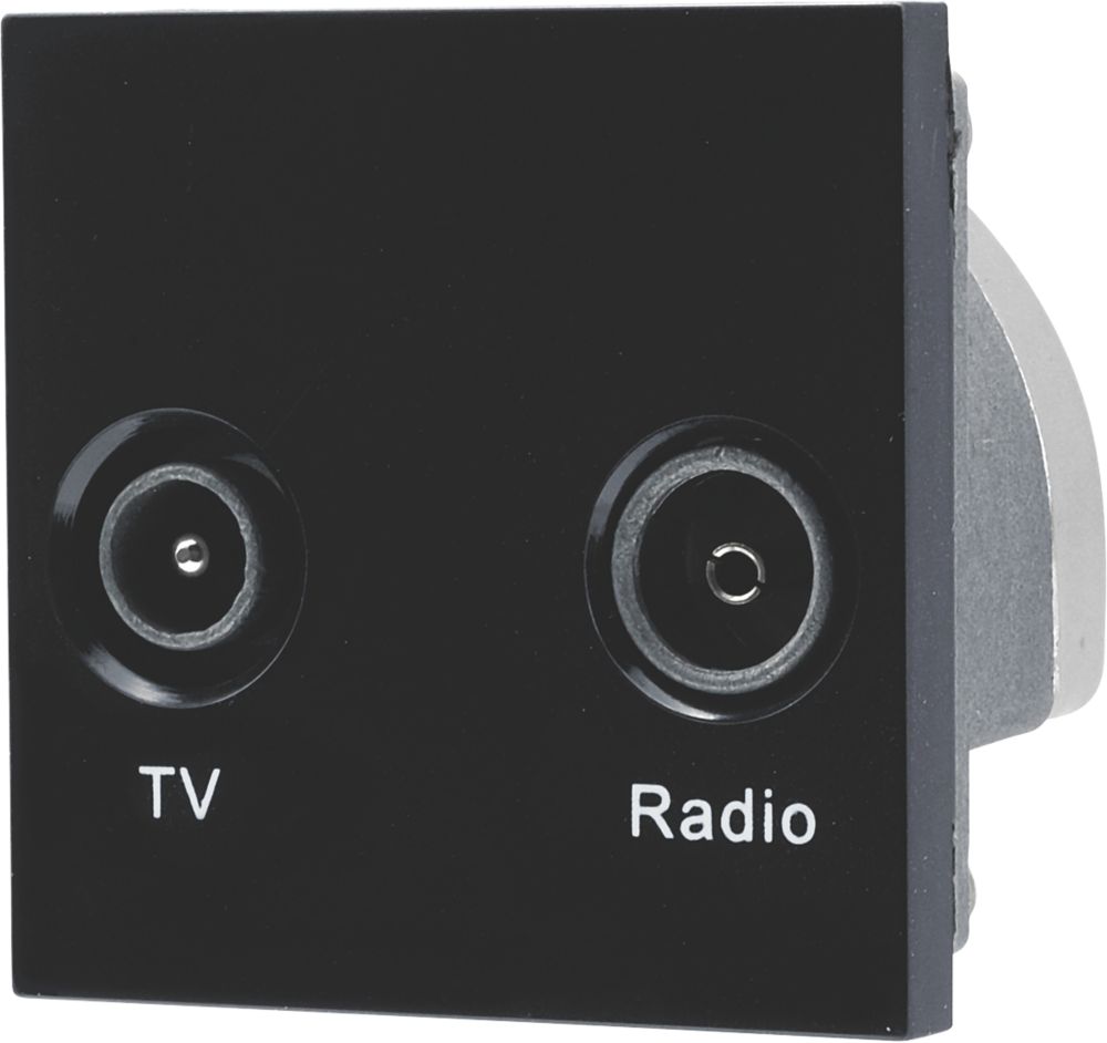 British General Duplex Modular TV Socket Black - Screwfix