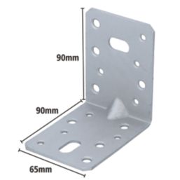 Magnodur Reinforced Angle Brackets Silver 90mm x 90mm x 65mm 10 Pack ...
