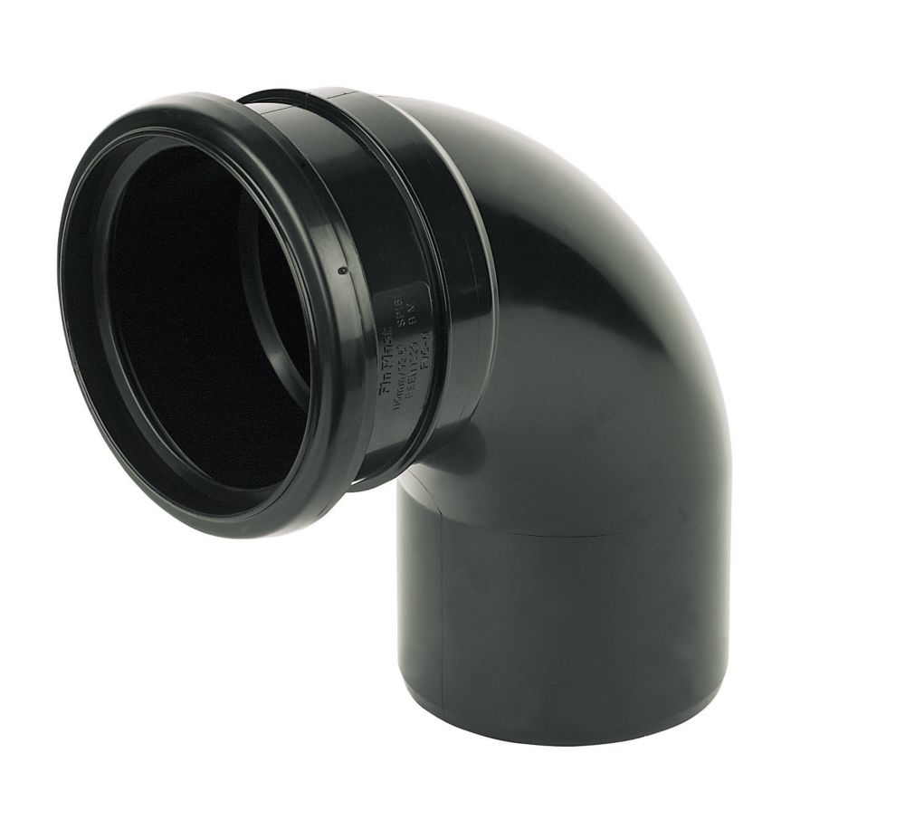 FloPlast Push-Fit 92.5° Single Socket Bend Black 110mm | Soil Pipe ...