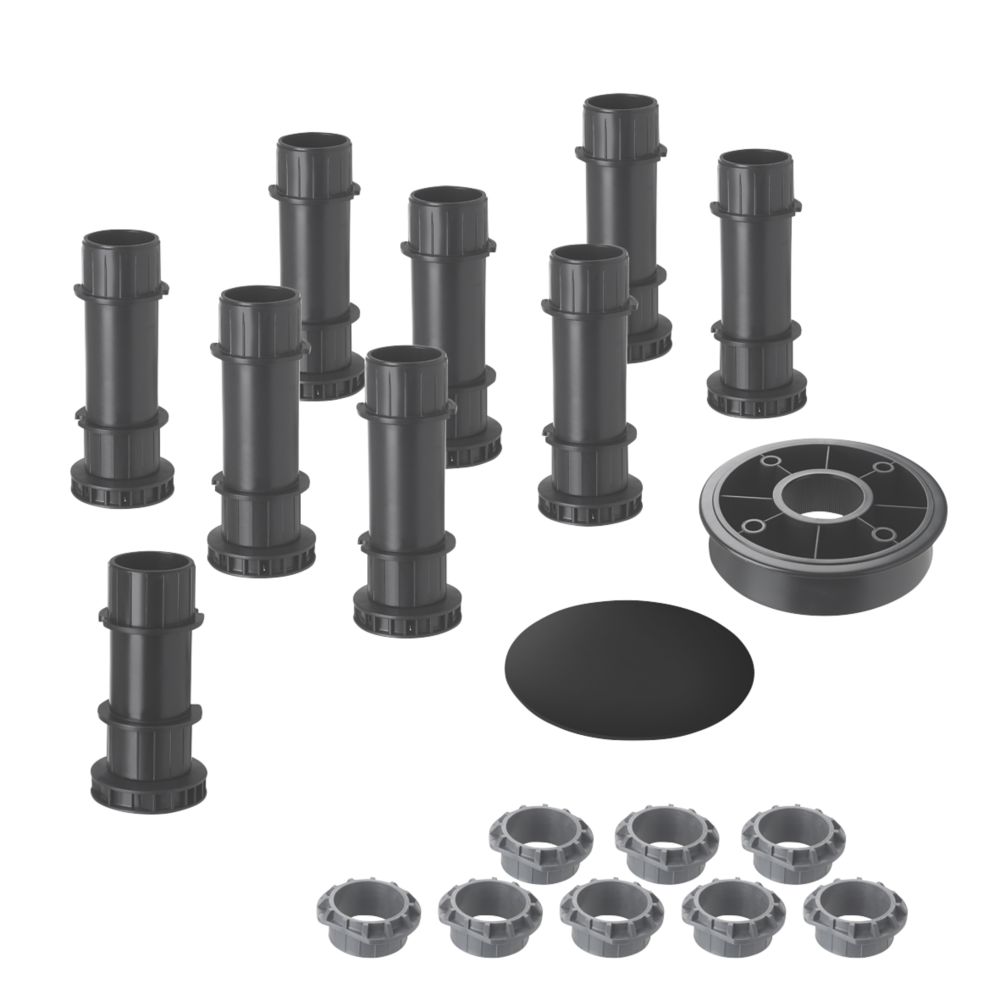 Mira Flight Level Tray Riser Leg Set Black/Grey 49mm 9 Pieces - Screwfix