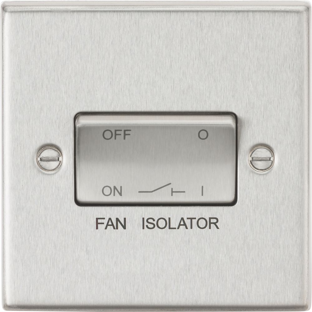 Knightsbridge 10AX 1-Gang TP Fan Isolator Switch Brushed Chrome - Screwfix