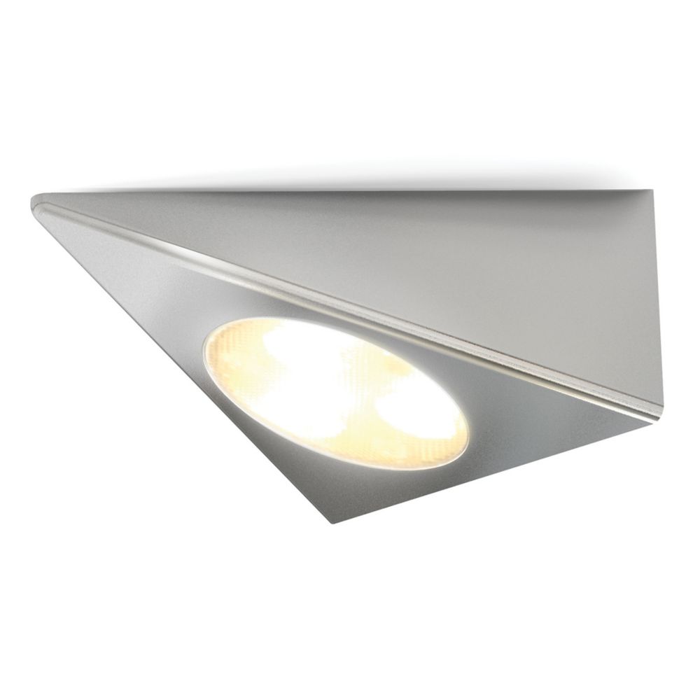 4lite Triangular LED Cabinet Lights Silver 2W 180lm 3 Pack - Screwfix