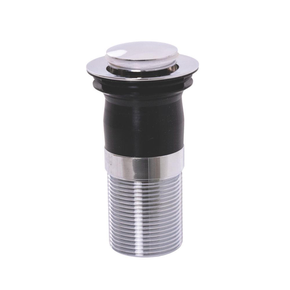 Top-Fix Unslotted Push Button Basin Waste Chrome 60mm - Screwfix