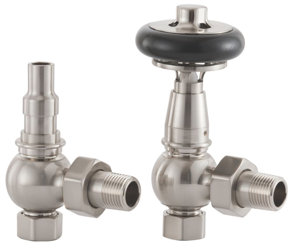 Arroll UK-28 15mm x 1/2" Brushed Nickel Angled Traditional Thermostatic ...