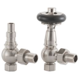 Arroll UK-28 Black Angled Thermostatic Wooden Head TRV & Lockshield ...