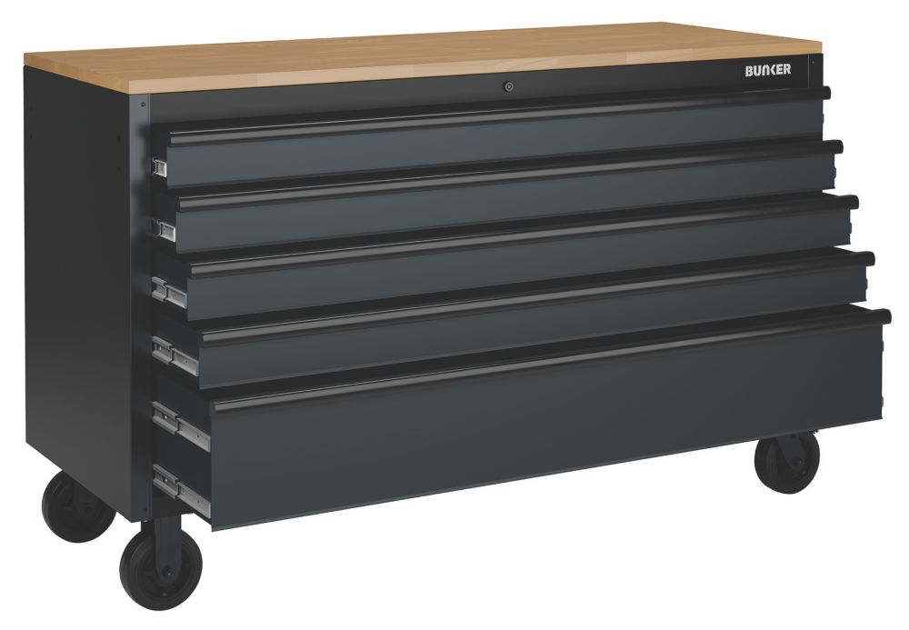 Bunker 5-Drawer Trolley Grey - Screwfix