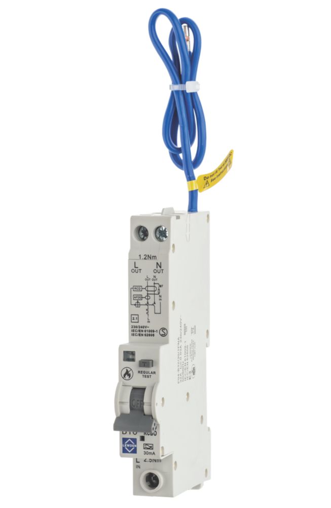 Lewden P04-B16/30/1PNA 16A 30mA Type A 1+N B Curve AFDD & RCBO - Screwfix