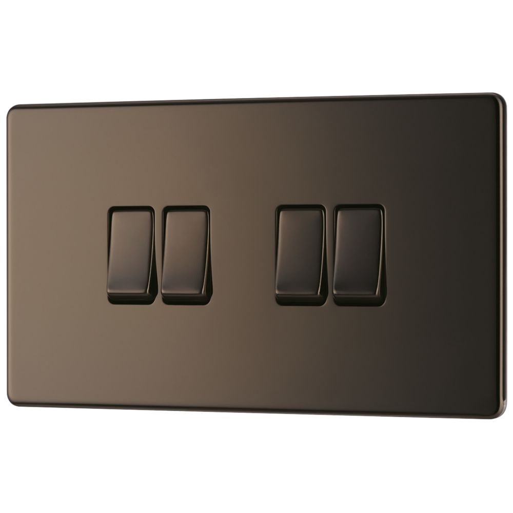 LAP 20A 16AX 4-Gang 2-Way Light Switch Black Nickel - Screwfix