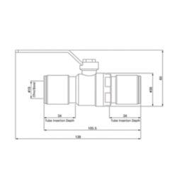 Flomasta Push-Fit Full Bore 22mm Ball Valve with Red Handle - Screwfix