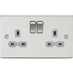 Knightsbridge 13A 2-Gang DP Switched Double Socket Brushed Chrome with ...