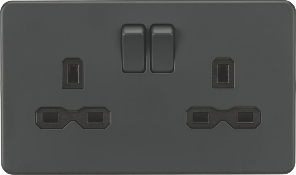 Knightsbridge 13A 2-Gang DP Switched Double Socket Anthracite with ... Knightsbridge 13A 2-Gang DP Switched Double Socket Anthracite with ...