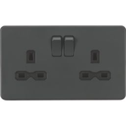 Knightsbridge 13A 2-Gang DP Switched Double Socket Anthracite with ...