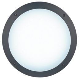 LAP Seran Outdoor Round LED Bulkhead Matt Black 12W 1000lm - Screwfix