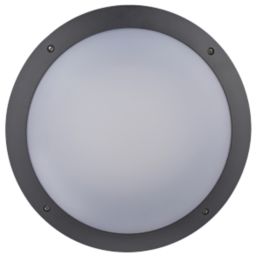 LAP Seran Outdoor Round LED Bulkhead Matt Black 12W 1000lm - Screwfix