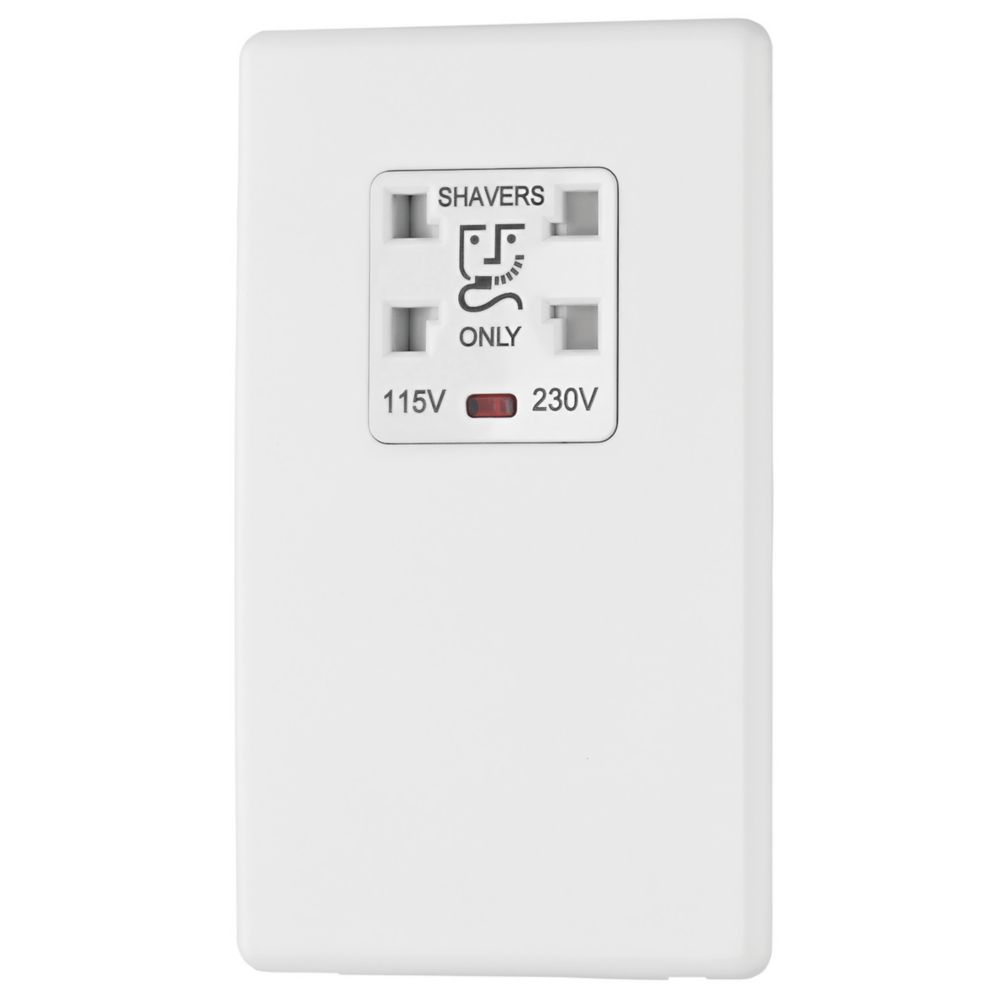 Arlec 2-Gang Dual Voltage Shaver Socket 115/230V White with Colour ...