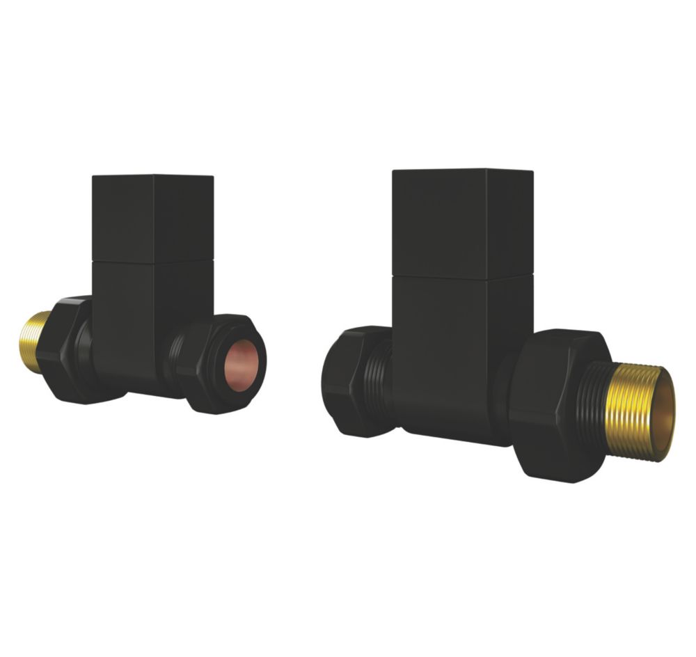 ETAL Swelt 15mm x 1/2" Satin Black Straight Designer Manual Radiator ...