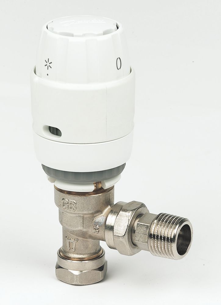 Danfoss RAS-C² White / Chrome Angled TRV 15mm x ½" | Thermostatic ...