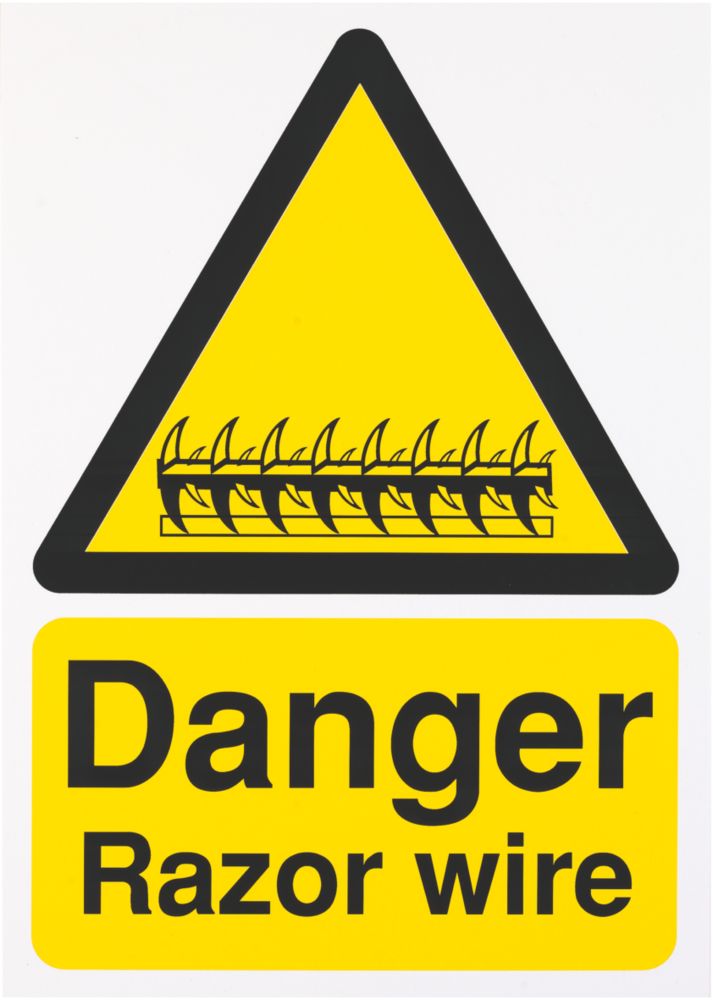 "Danger Razor Wire" Sign 400 x 300mm | Safety Signs | Screwfix.com