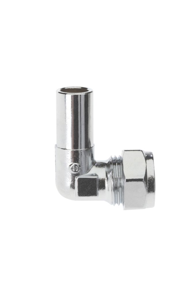 Drayton Chrome-Plated Brass Compression Reducing 90° TRV Adaptor Elbow 15mm x 10mm - Screwfix