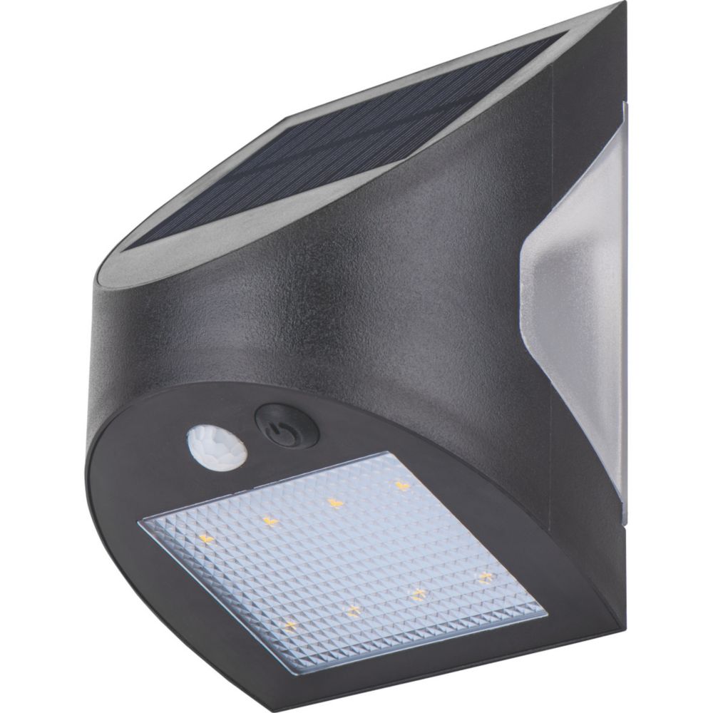 Luceco Prysm Outdoor LED Solar With PIR Sensor Black 300lm - Screwfix
