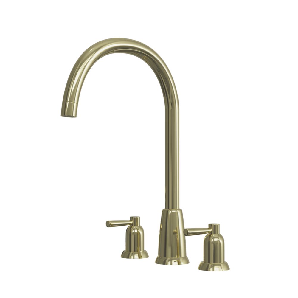 ETAL Cuthbert Dual Lever 3-Hole Kitchen Tap Polished Brass - Screwfix