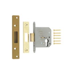 ERA Polished Brass Euro Deadlock 61mm Case - 56mm Backset - Screwfix