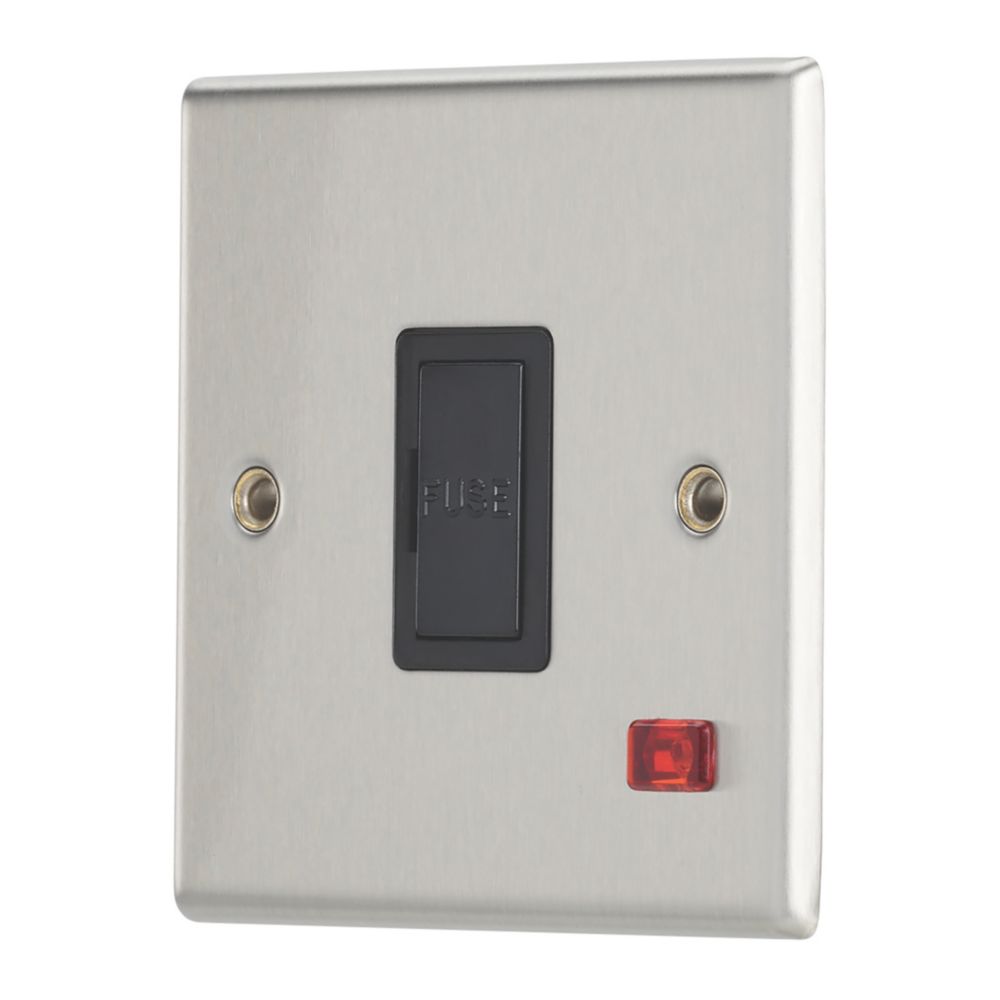 Contactum iConic 13A Unswitched Fused Spur with Neon Brushed Steel with ...