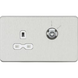Knightsbridge 13A Key Switch 1-Gang DP Switched Socket Brushed Chrome ...