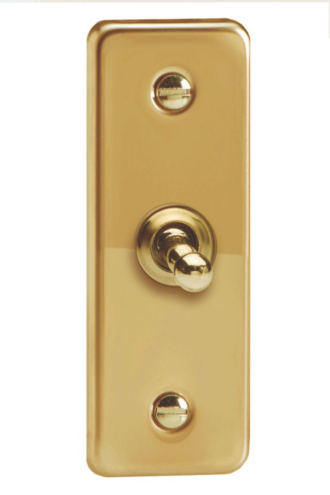 Varilight 10A 1-Gang 2-Way Architrave Light Switch Polished Brass with ...