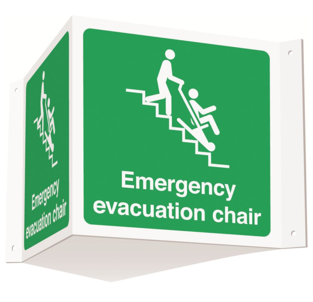 Essentials Emergency Evacuation Chair Projecting Sign (3D) 200mm x ...