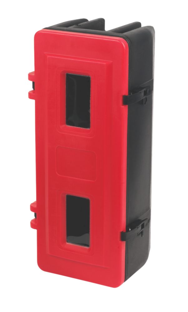Single Fire Extinguisher Cabinet 320mm x 255mm x 700mm Red/Black - Screwfix