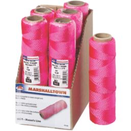 Marshalltown Braided Nylon Hi-Vis Masons Line Pink 76m - Screwfix