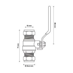 Flomasta Compression Reduced Bore 15mm Lever Ball Valve with Black ...