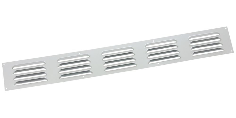 Map Vent Fixed Louvre Vent Satin Silver 466mm x 51mm - Screwfix
