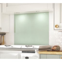 Laura Ashley Eau de Nil Green Self-Adhesive Glass Kitchen Splashback 900mm x 750mm x 6mm - Screwfix