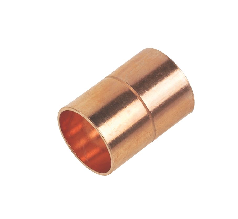 Flomasta Copper End Feed Equal Couplers 15mm 2 Pack - Screwfix